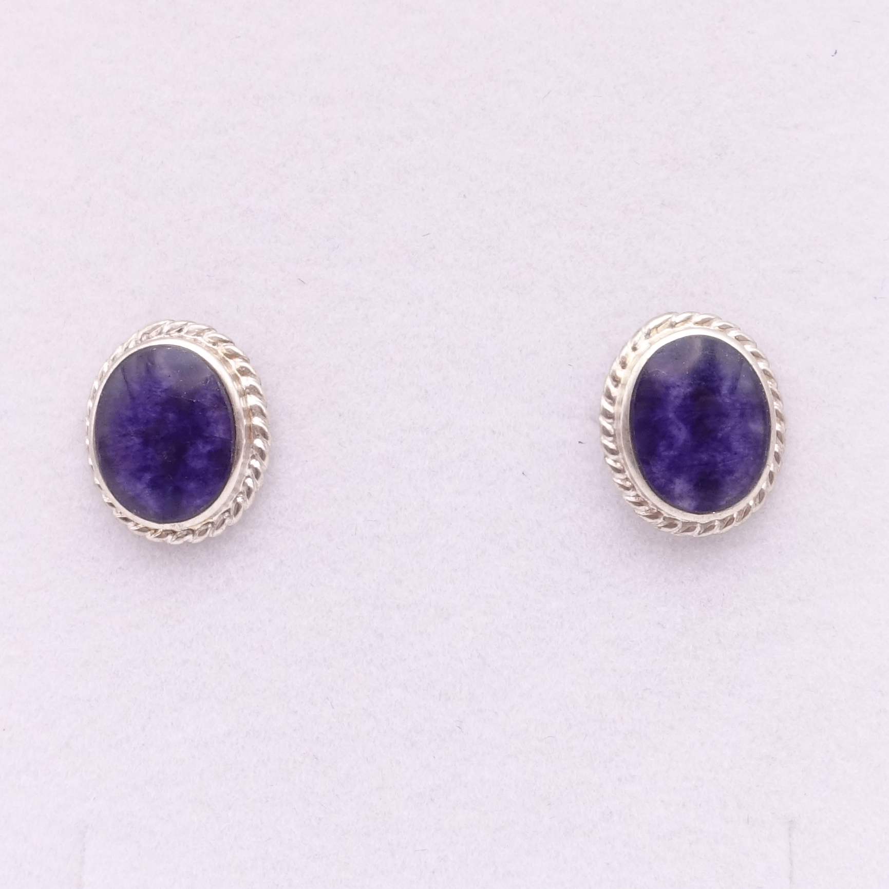 Small Oval Rope Edge Design Studs - Blue John Cavern