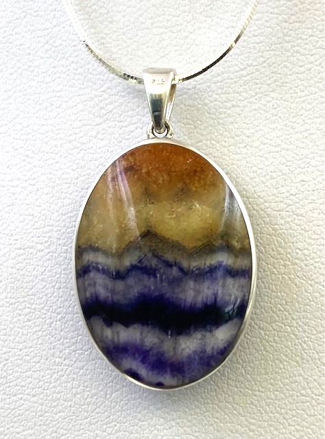 Medium Double Sided Blue John Pendant - Blue John Cavern
