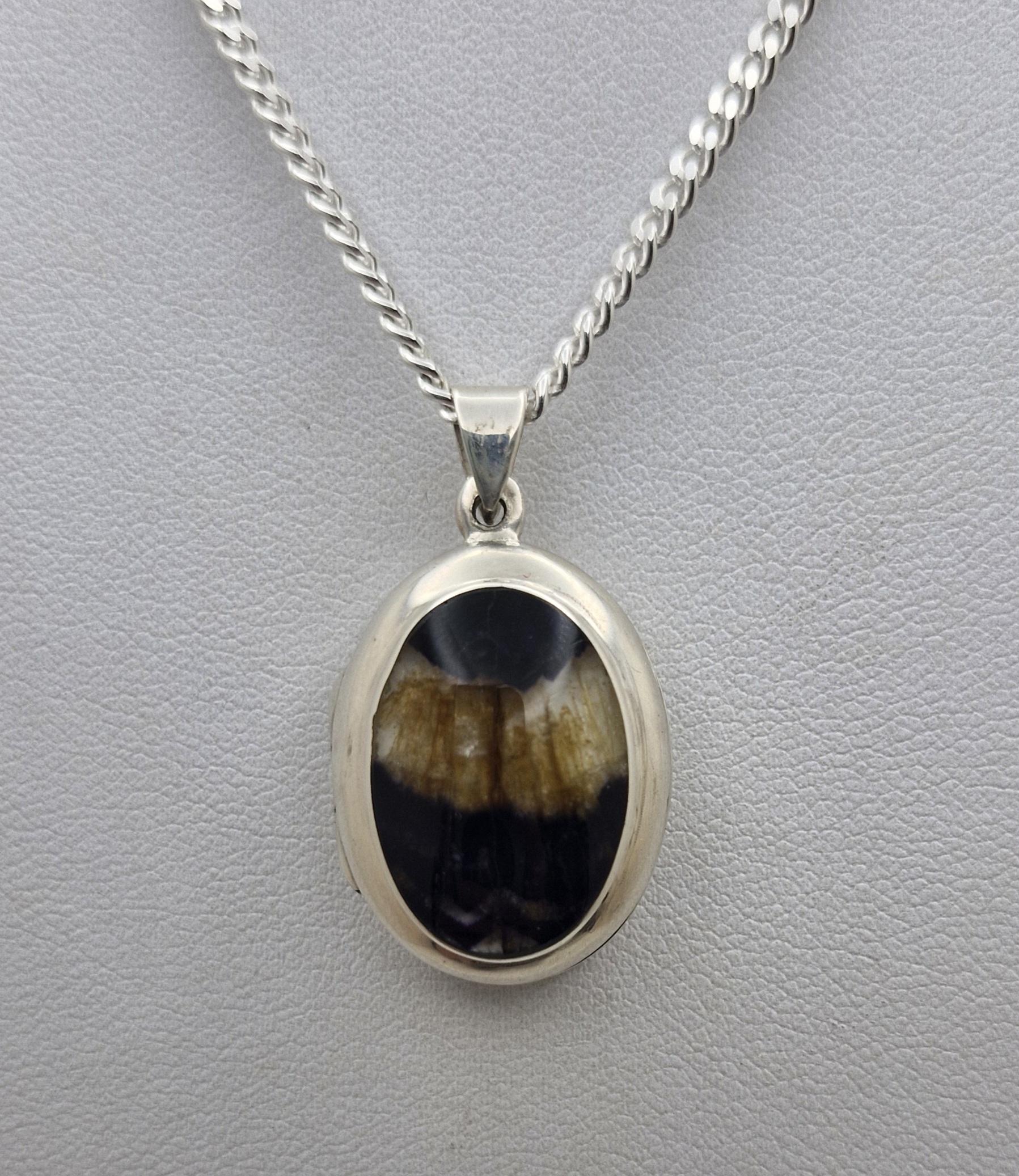 Medium Blue John and Sterling Silver Locket - Blue John Cavern
